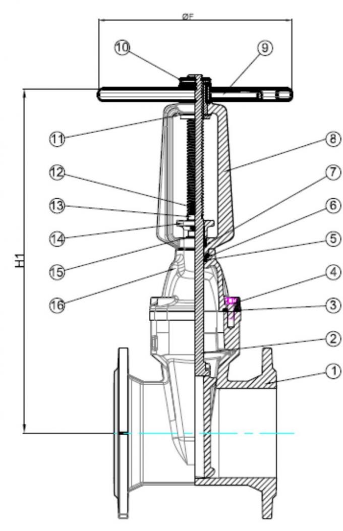 Outside Screw Yoke Water Gate Valve With Soft Wedge / Fusion Bonded ...