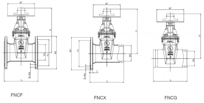 Light Operation Torque Wedge Type Gate Valve , UL FM Aproved Water Flow ...